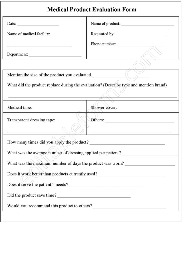 Medical-Product-Evaluation Fillable PDF Template | PDF