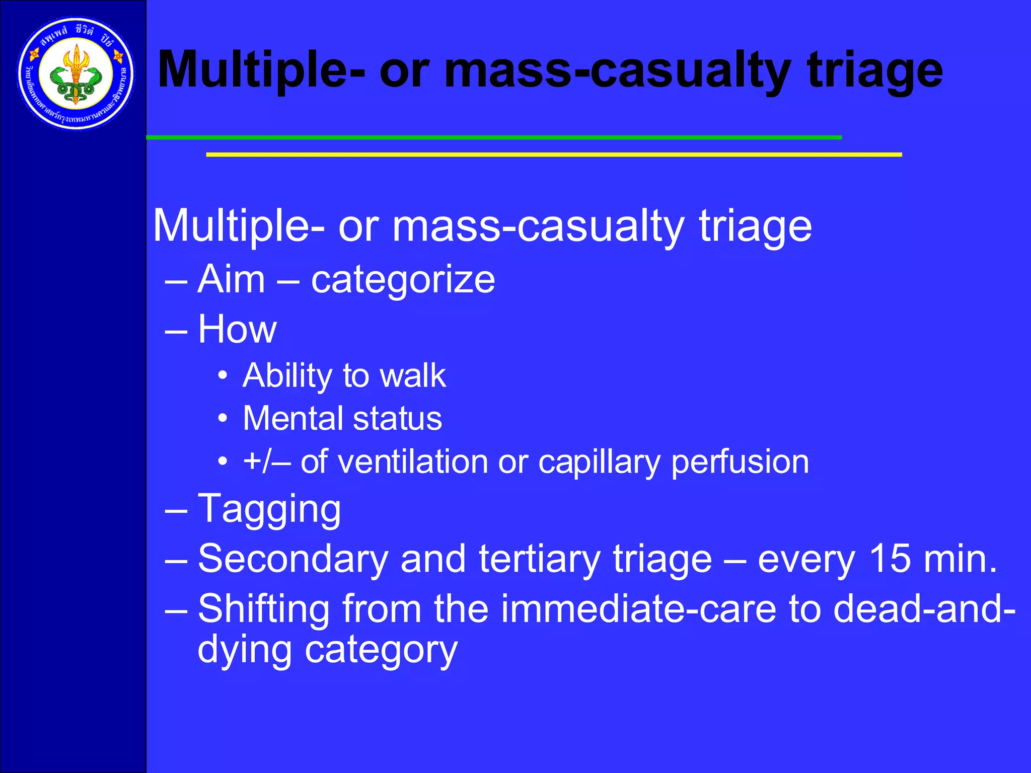 Medical Triage of Traumatic victims | PPT