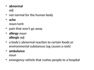 medical-vocabulary English presentations | PPTX