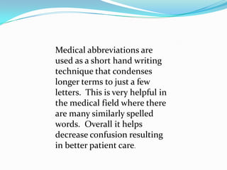 Medical abbreviations | PPTX