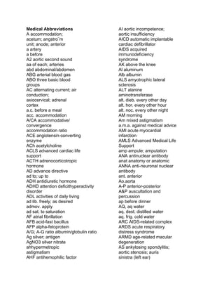 Medical abbreviations | DOCX