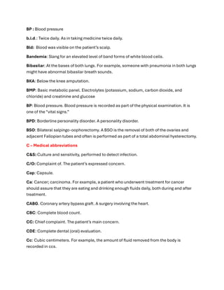 Hospital - Medical Abbreviations By Vedanti More | PDF