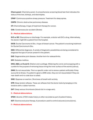 Hospital - Medical Abbreviations By Vedanti More | PDF