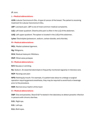 Hospital - Medical Abbreviations By Vedanti More | PDF