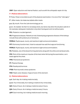 Hospital - Medical Abbreviations By Vedanti More | PDF