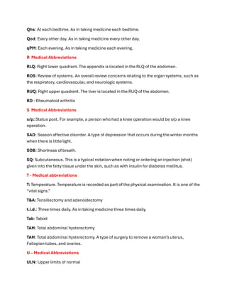 Hospital - Medical Abbreviations By Vedanti More | PDF