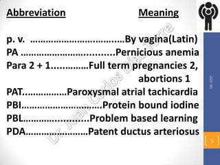 Medical abbreviations 4, may 5, 13 | PPSX