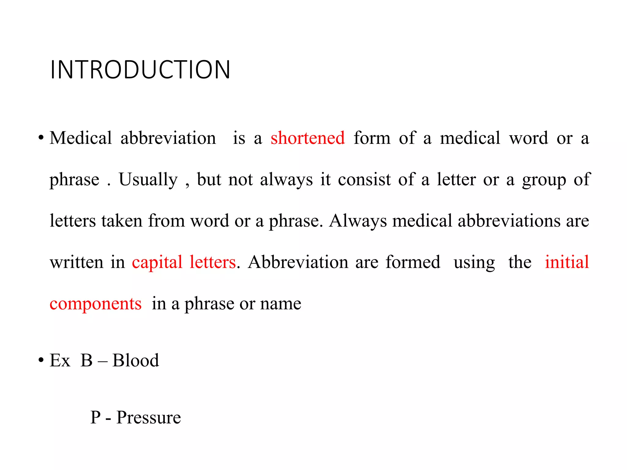 Medical abbreviation used in clinical setting | PPTX