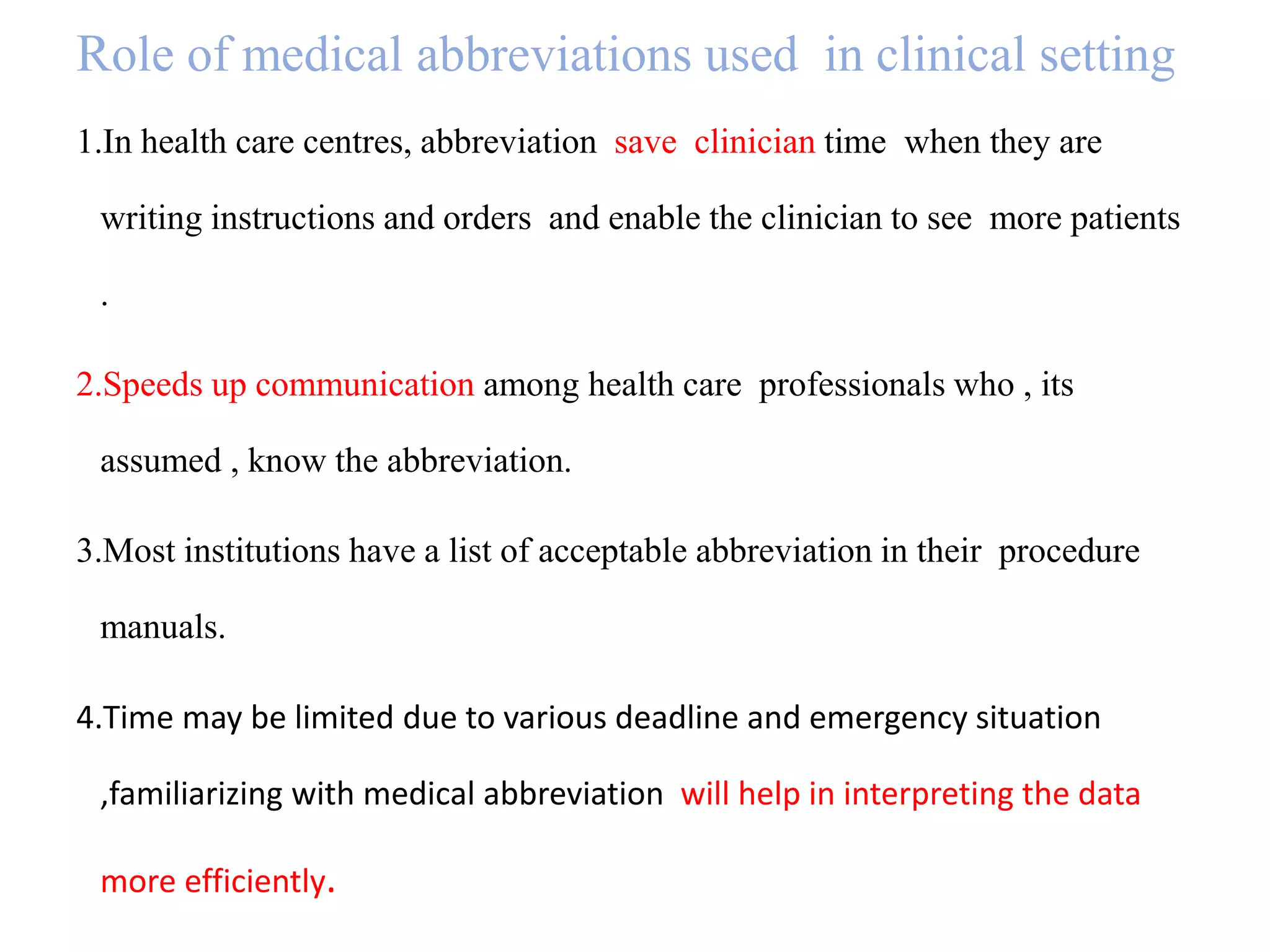 Medical abbreviation used in clinical setting | PPTX
