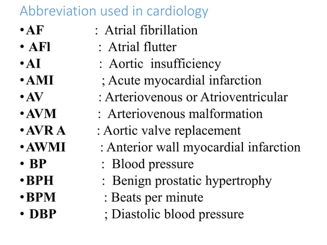 Medical abbreviation used in clinical setting | PPTX | Heart and ...