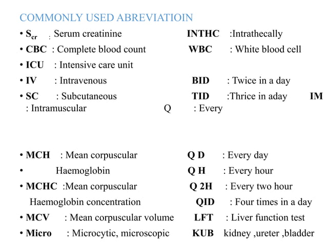 Medical abbreviation used in clinical setting | PPTX | Heart and ...
