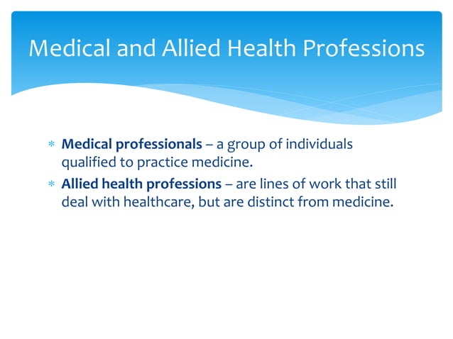 Medical and allied health profession | PPTX