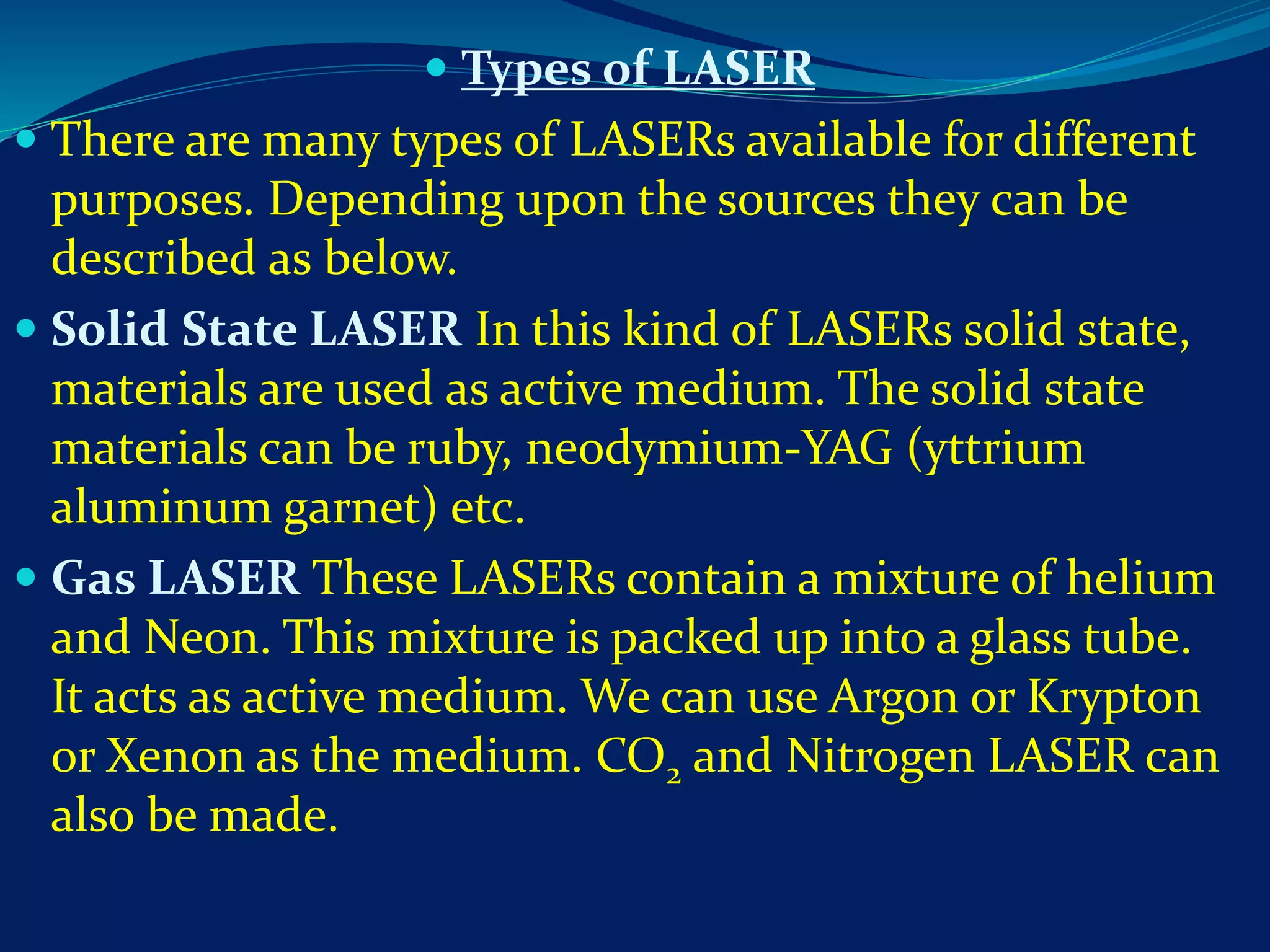 Medical applications of laser 1 | PPTX