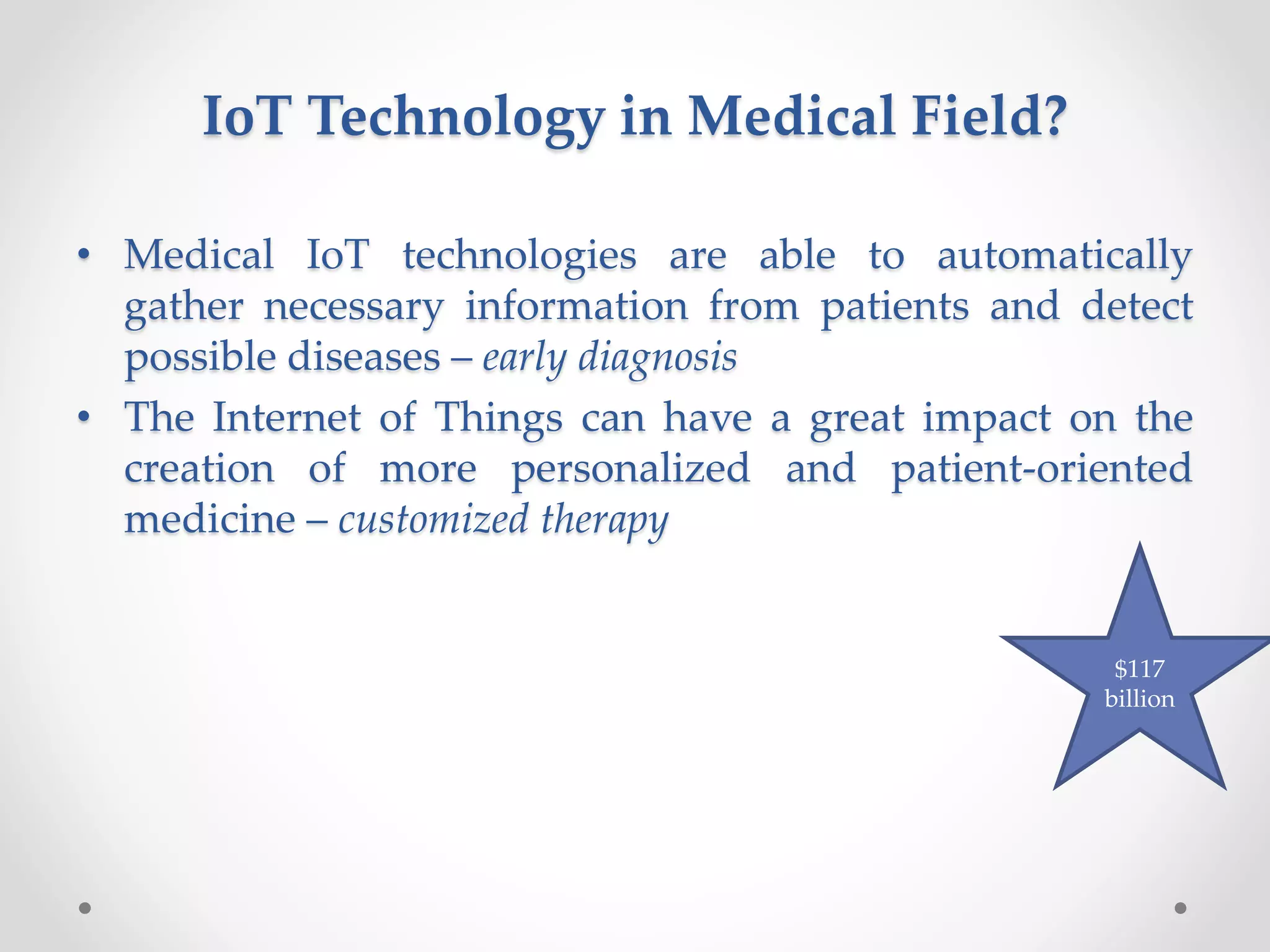 Medical applications using io t | PPTX