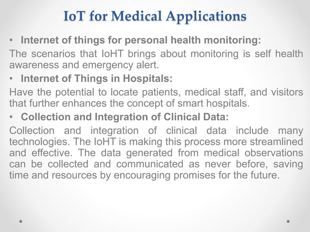 Medical applications using io t | PPT