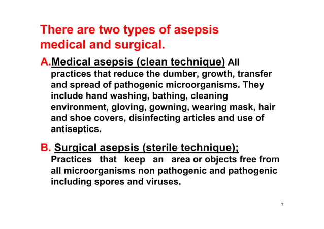 Medical asepsis | PDF | Infectious Diseases | Diseases and Conditions