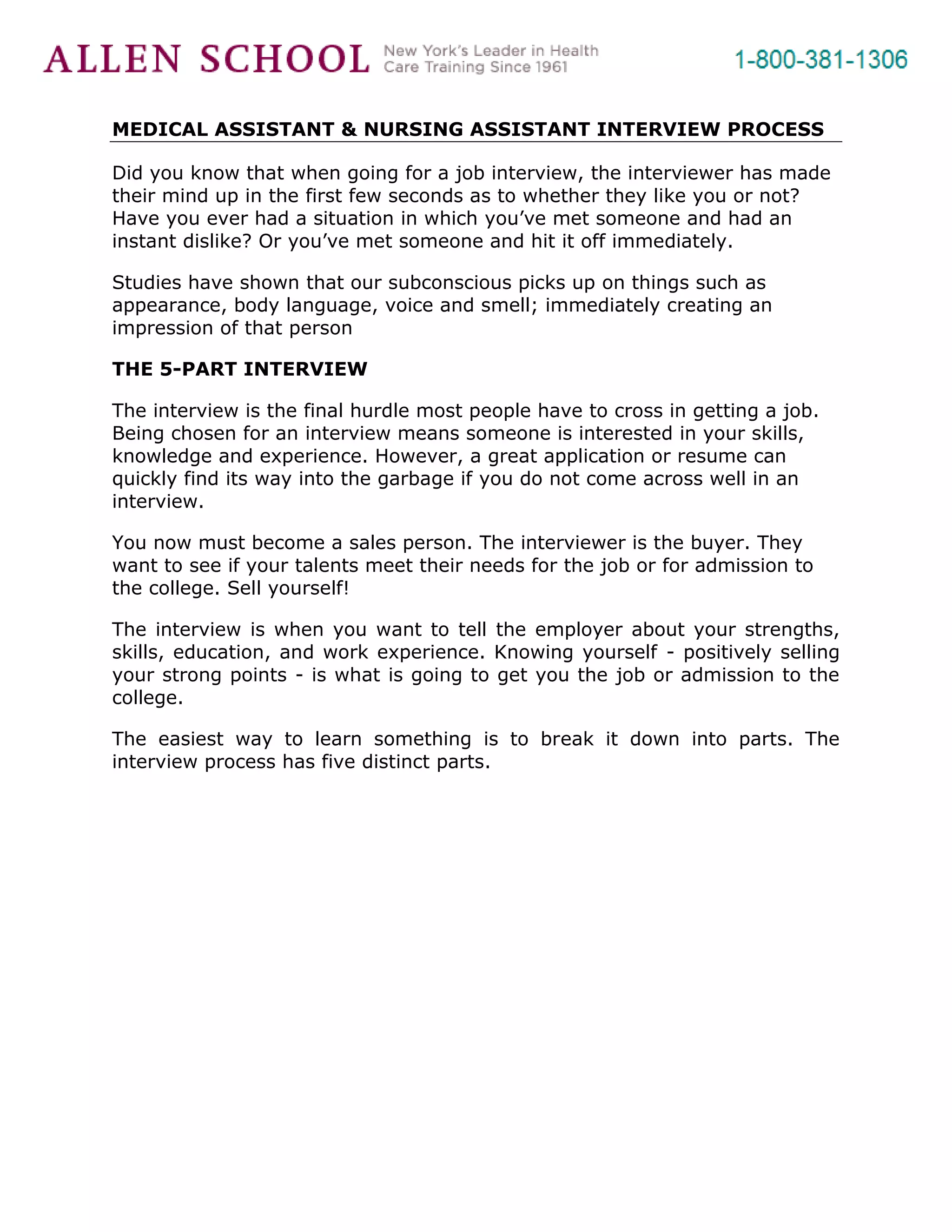 The Allen School's 5 Part Medical & Nursing Assistant Interview Process ...