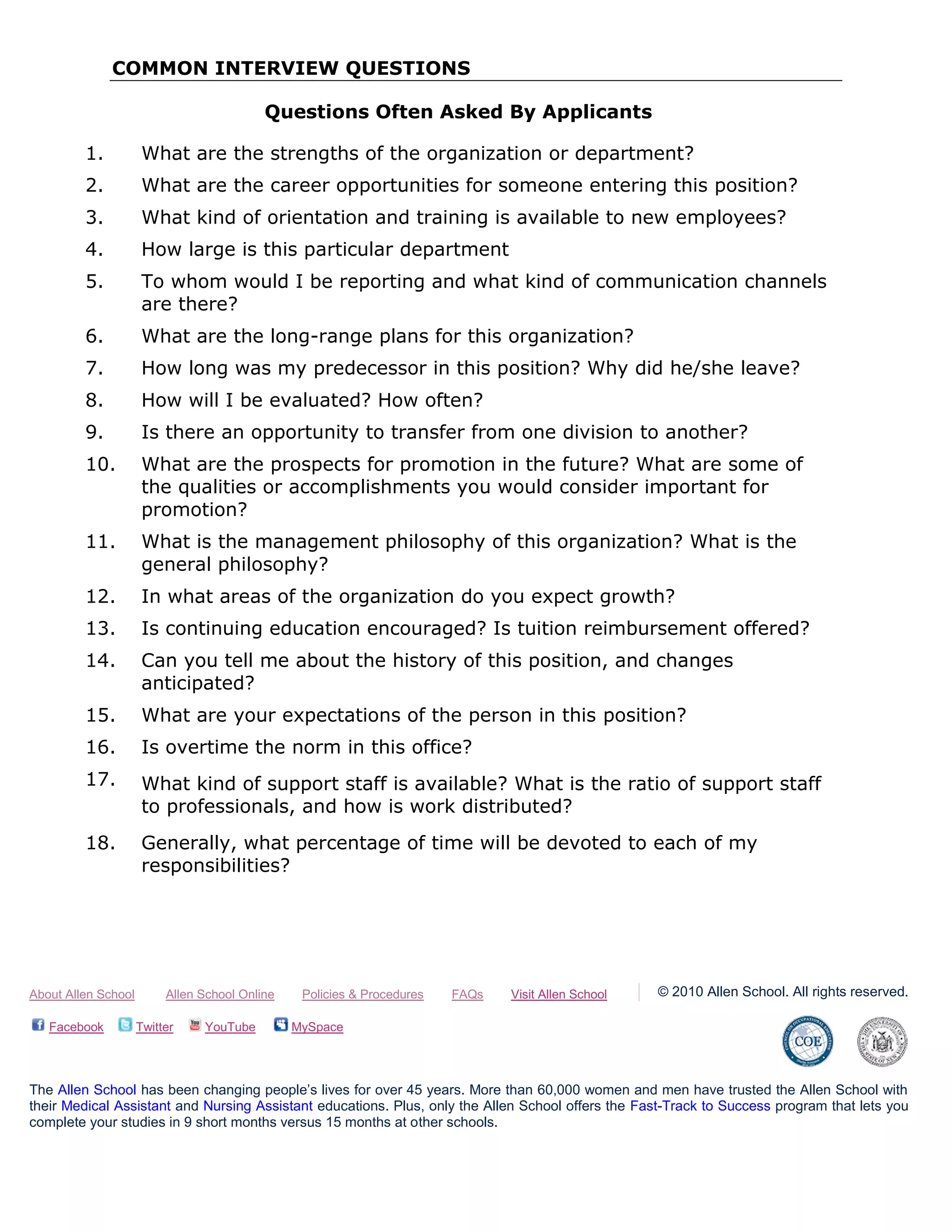 The Allen School's 5 Part Medical & Nursing Assistant Interview Process ...