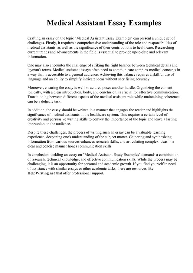 Medical Assistant Essay Examples.pdf | Healthcare Industry | Industries