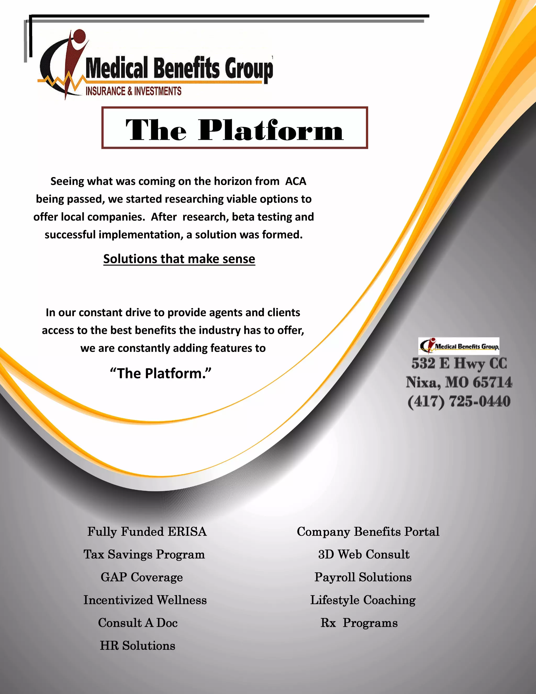 Medical Benefits Group's Employee Benefit Platform | PDF