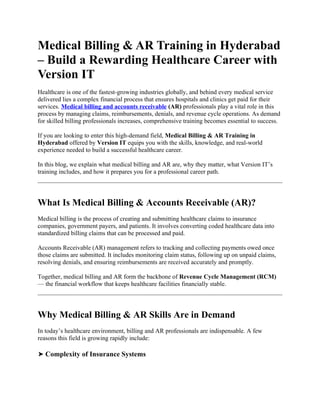 Medical Billing & AR Training Hyderabad | DOCX
