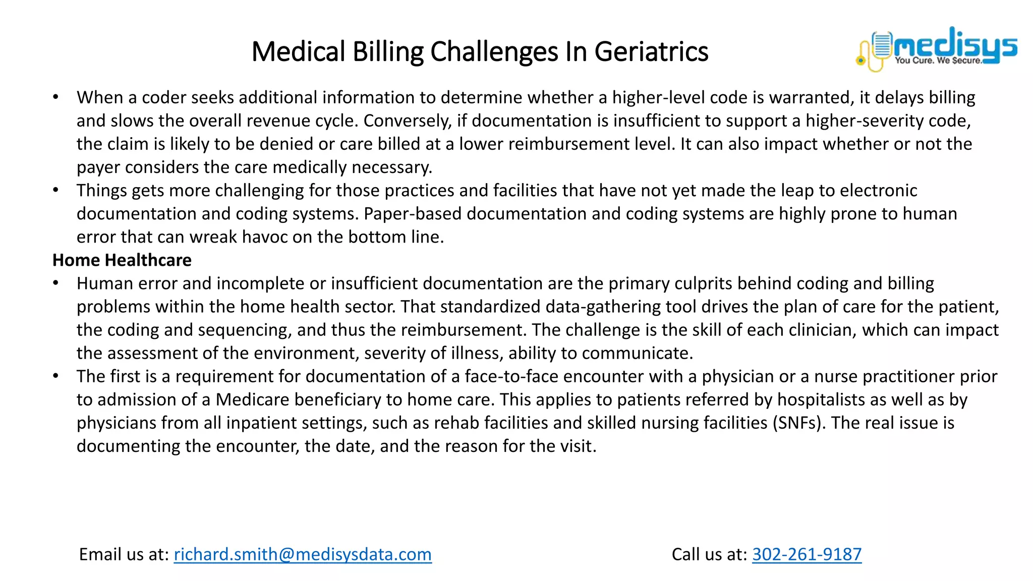 Medical billing challenges in geriatrics | PPTX