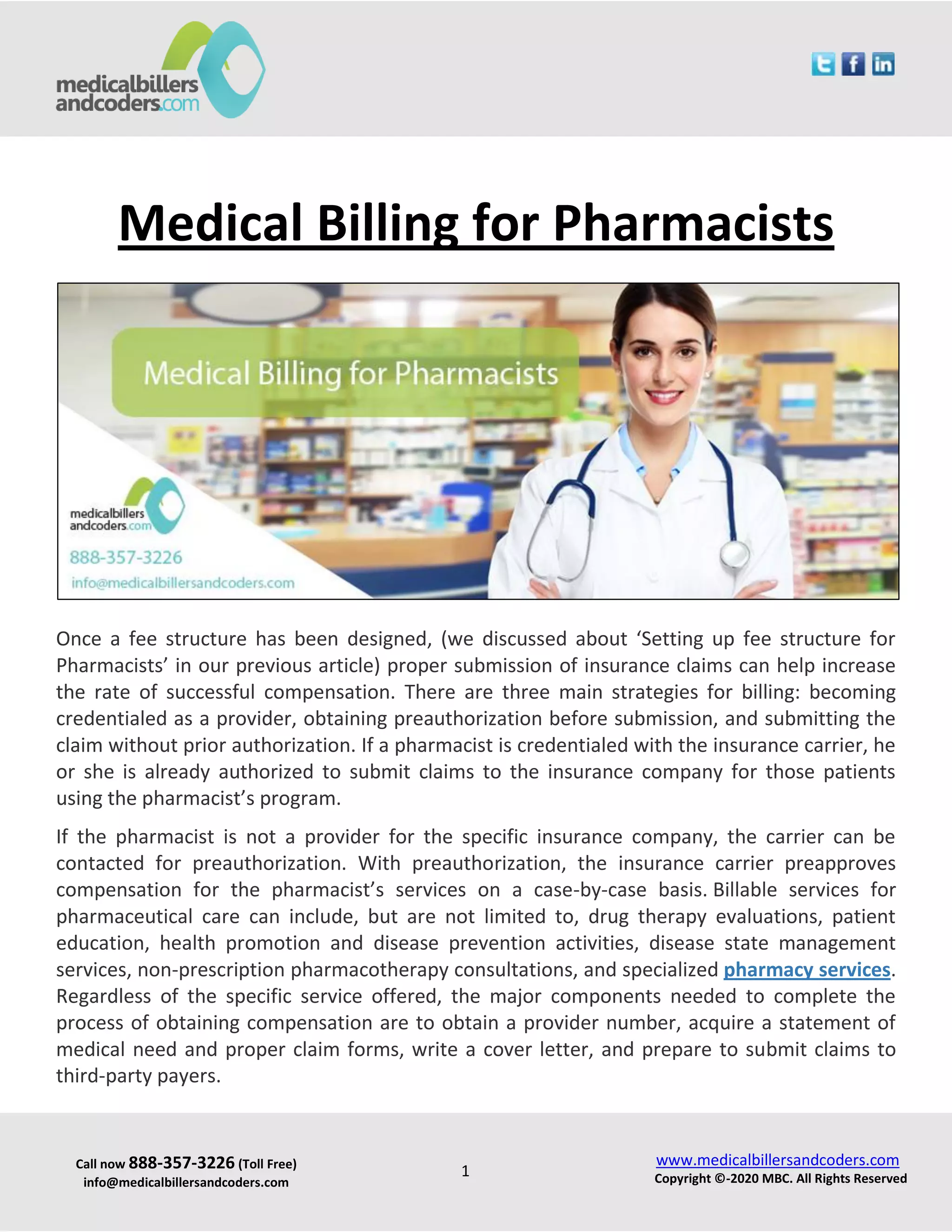 Medical Billing for Pharmacists | PDF