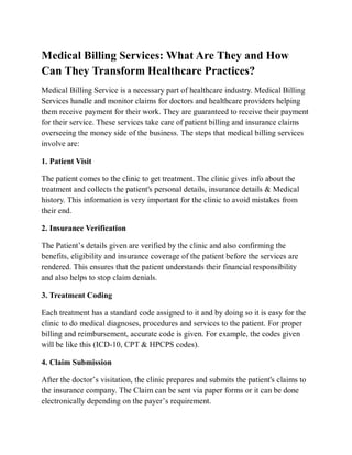 The Essential Guide to Medical Billing Services in Healthcare | PDF