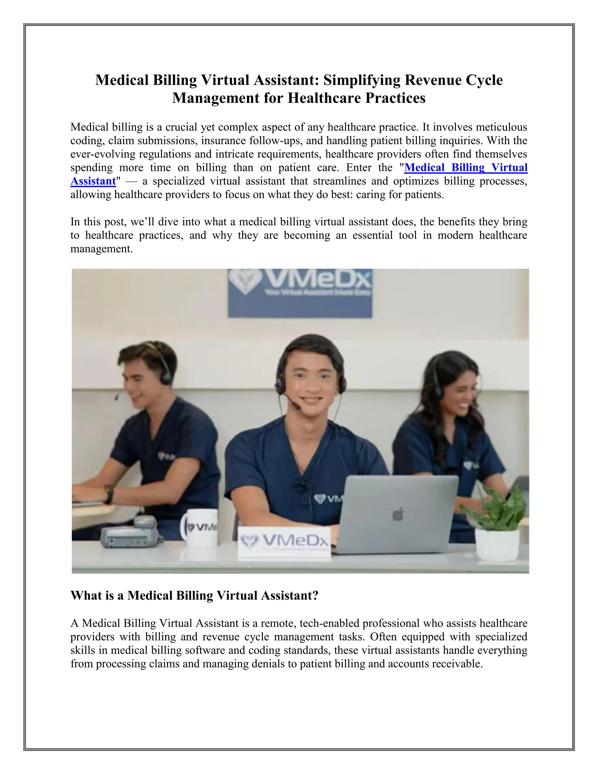 Medical Billing Virtual Assistant: Simplifying Revenue Cycle Management for Healthcare Practices ...