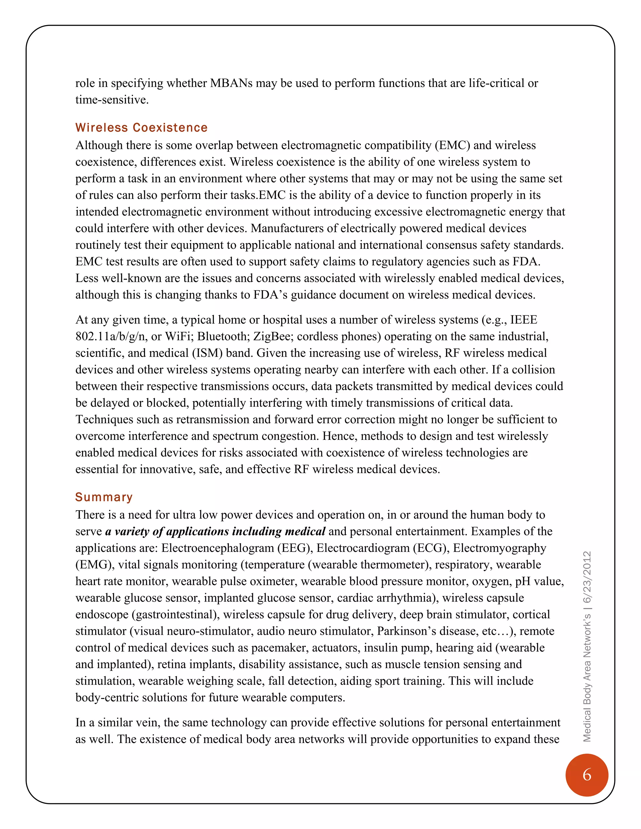 Medical Body Area Networks - MBAN | PDF