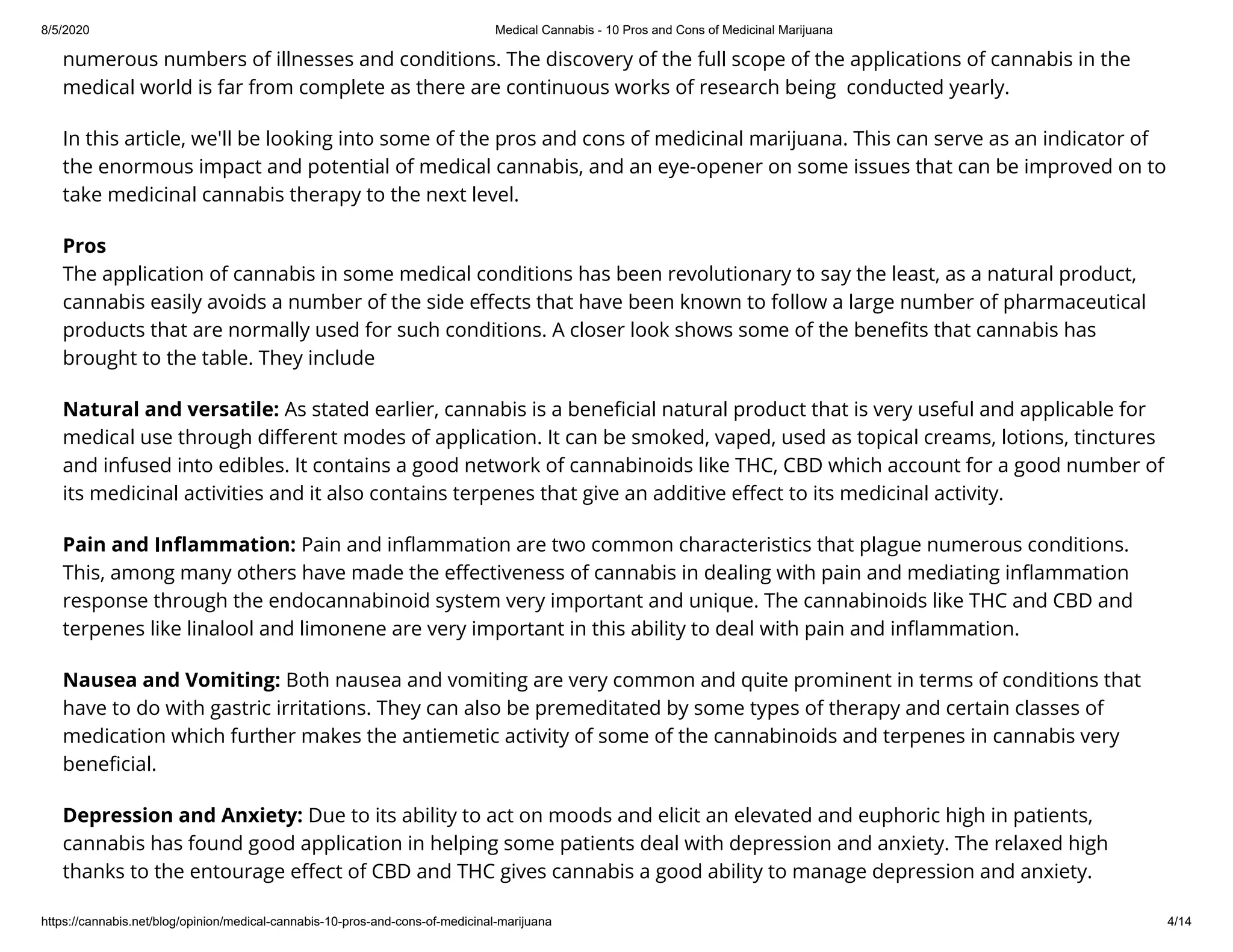 Medical Cannabis - 10 Pros and Cons of Medicinal Marijuana | PDF ...