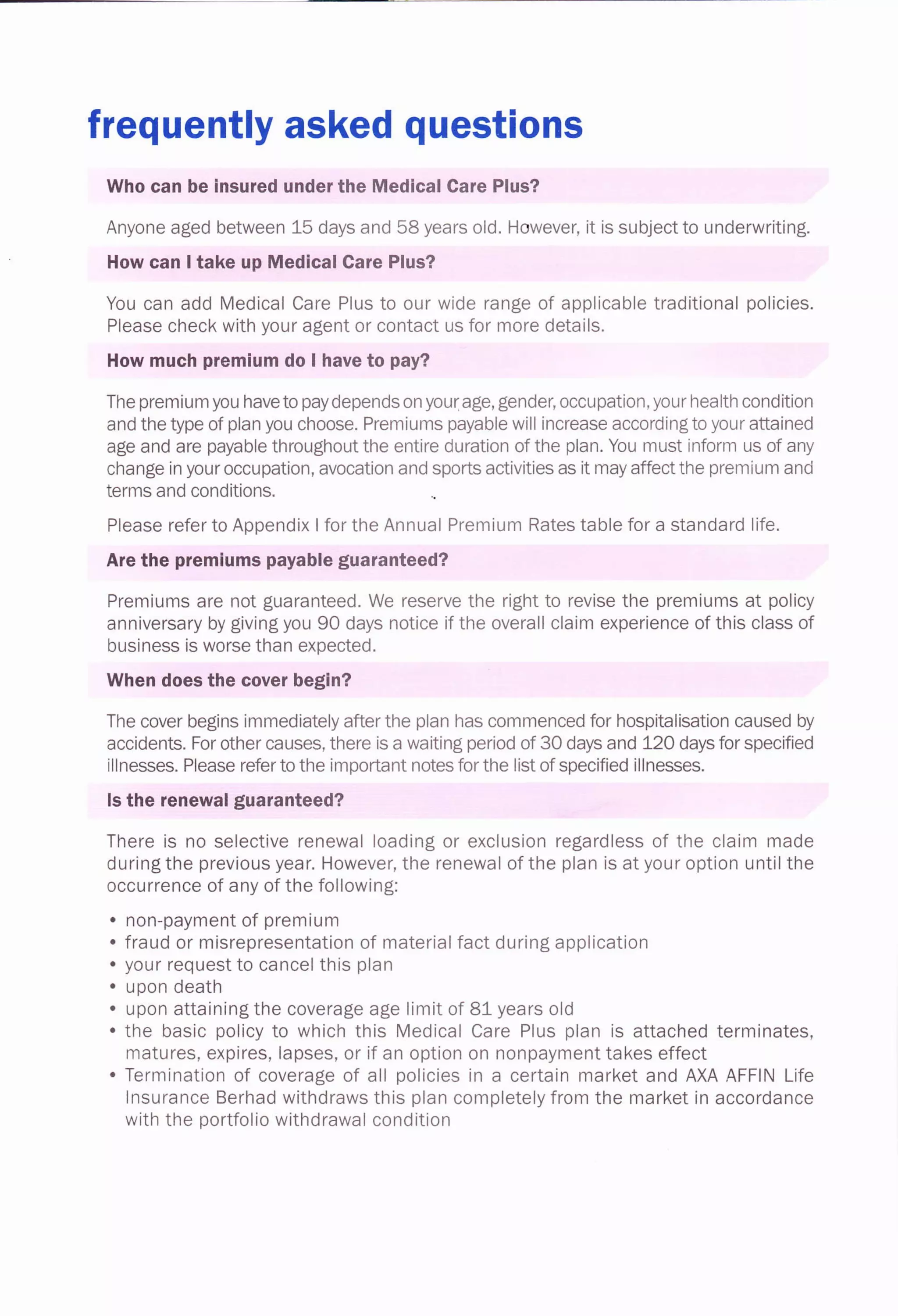 Medical care plus AXA Affin Plan | PDF