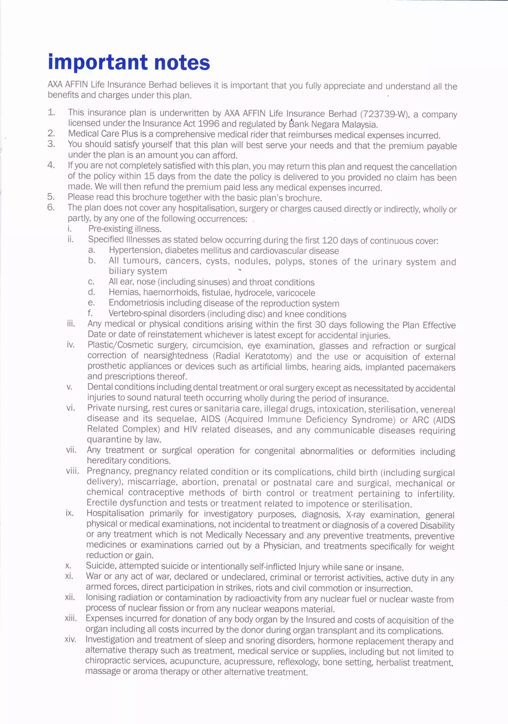 Medical care plus AXA Affin Plan | PDF