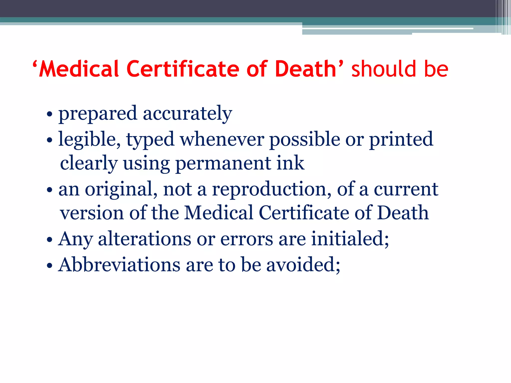 Medical certification of cause of death | PPTX