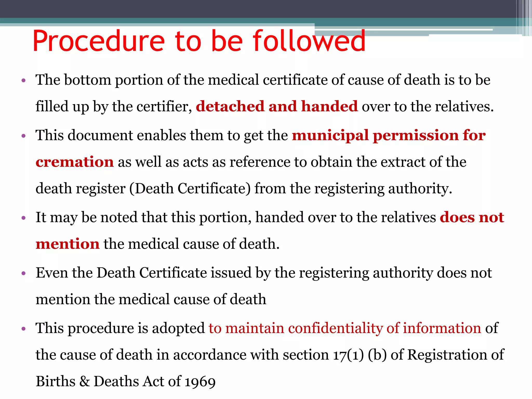 Medical certification of cause of death | PPTX
