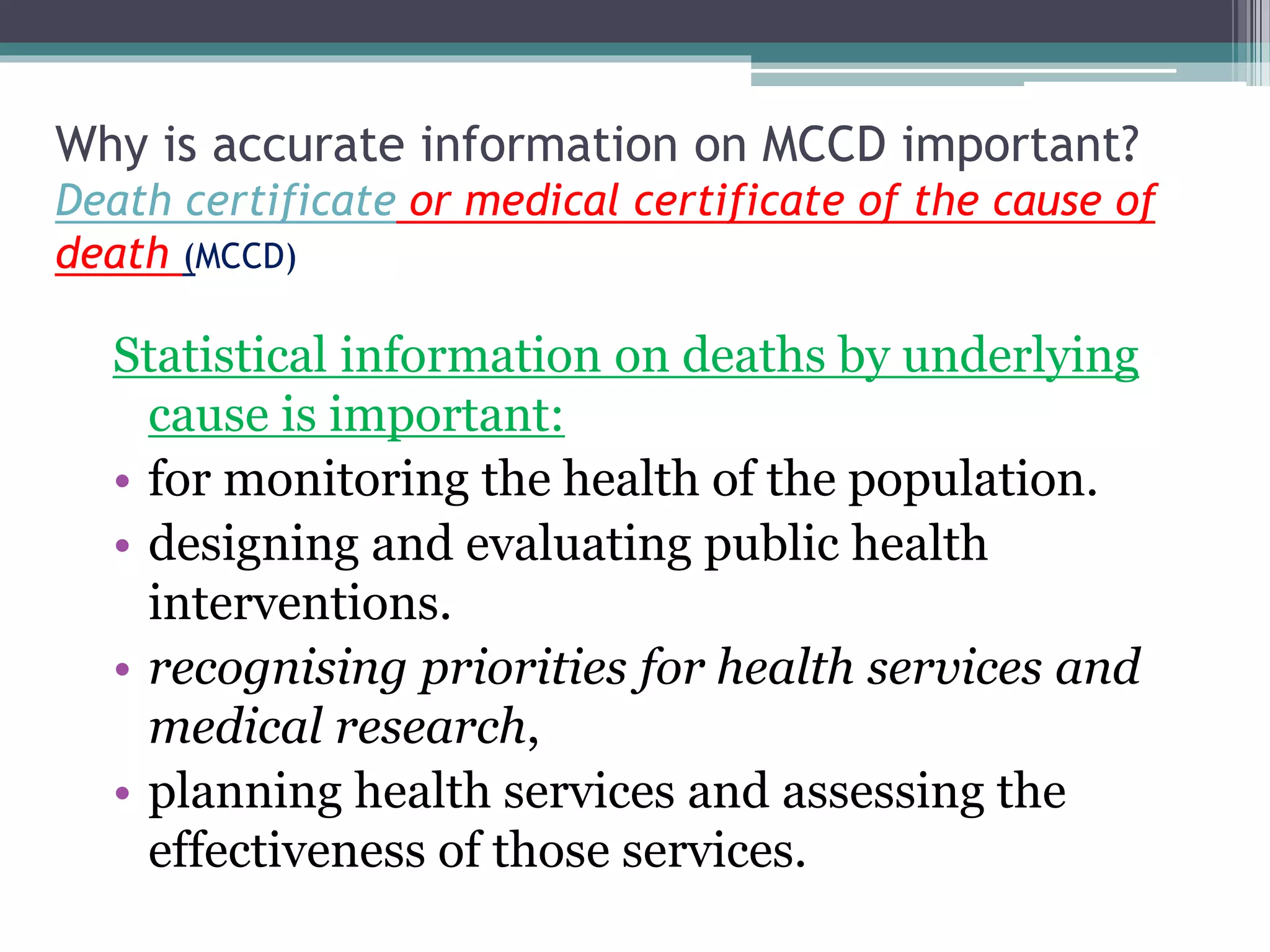 Medical certification of cause of death | PPTX