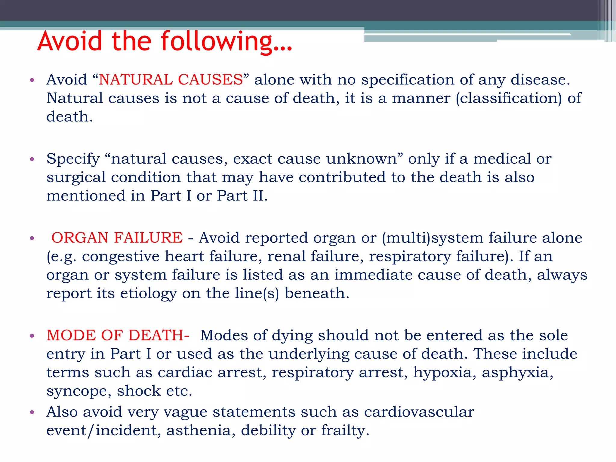 Medical certification of cause of death | PPTX