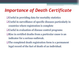 Medical certification of cause of death | PPTX