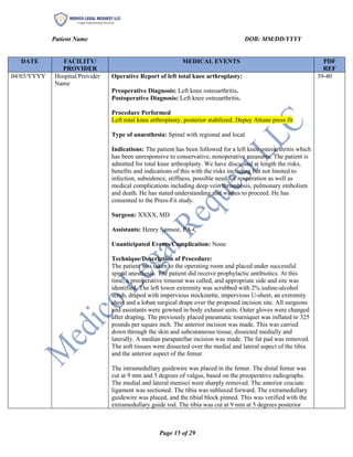 Medical Chronology Sample-Medical Malpractice - Medico Legal Request | PDF