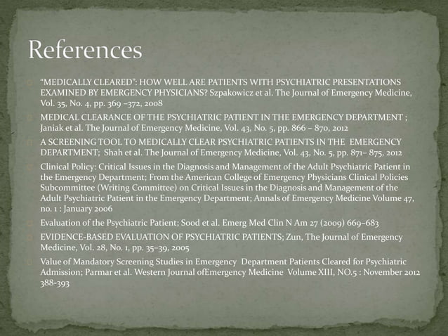 Medical clearance of psychiatric patients | PPT