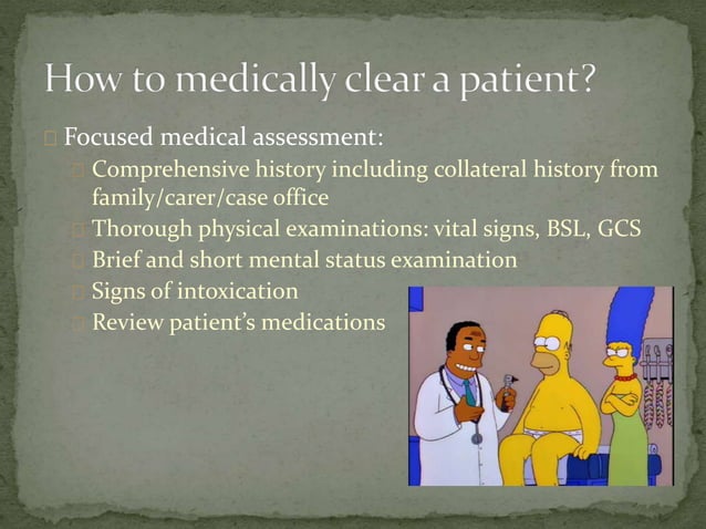 Medical clearance of psychiatric patients | PPT