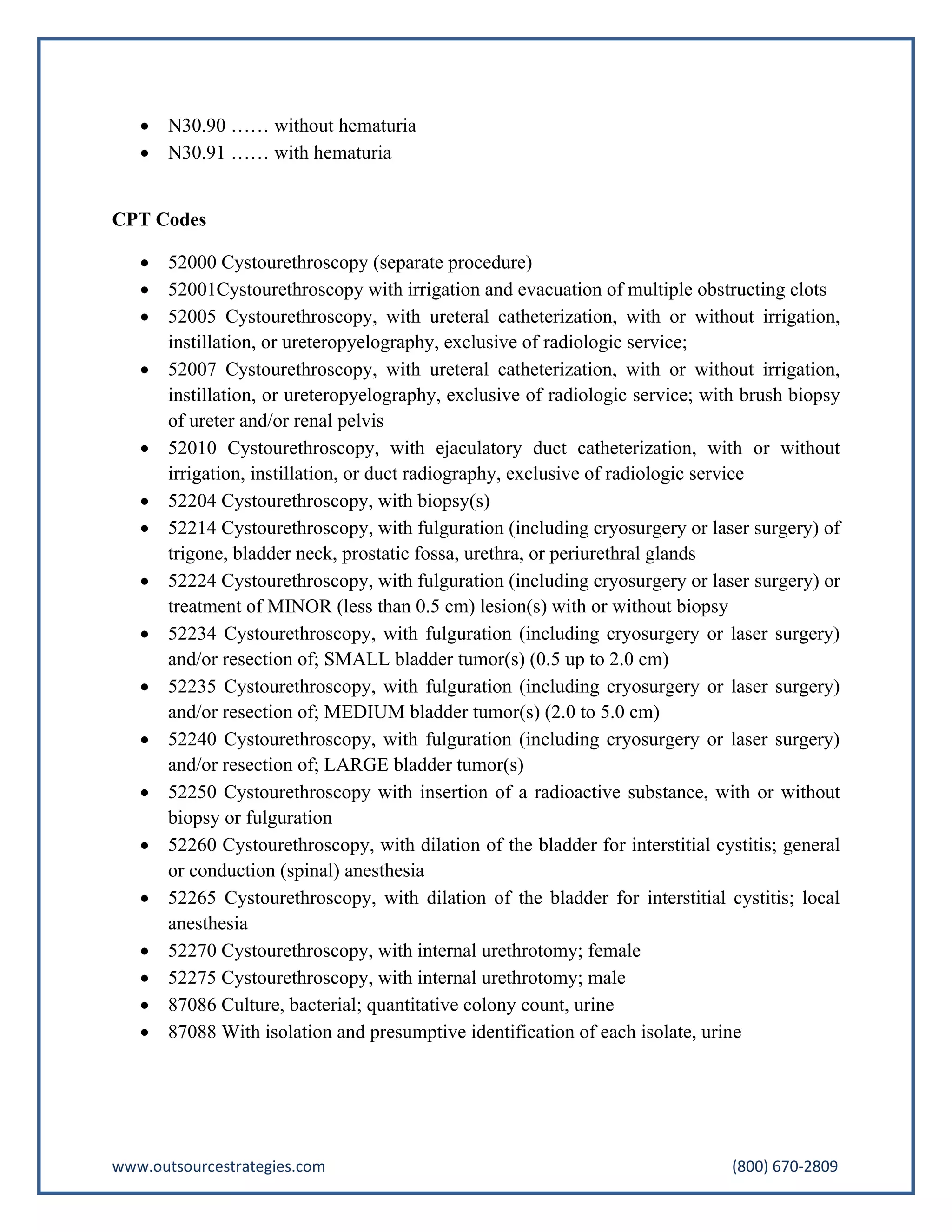 Medical Codes to Report Cystitis – A Common Bladder Infection | PDF