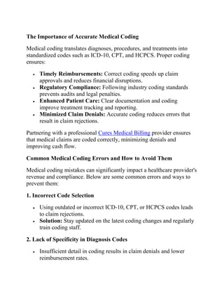 Medical Coding Best Practices: Avoiding Common Errors | PDF