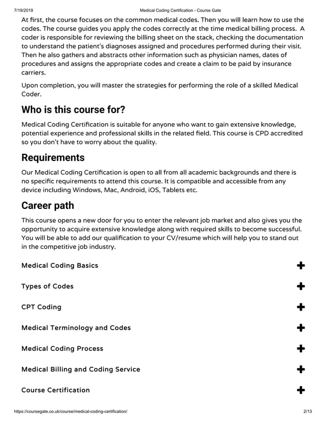 Medical Coding Certification - Course Gate | PDF | Educational ...