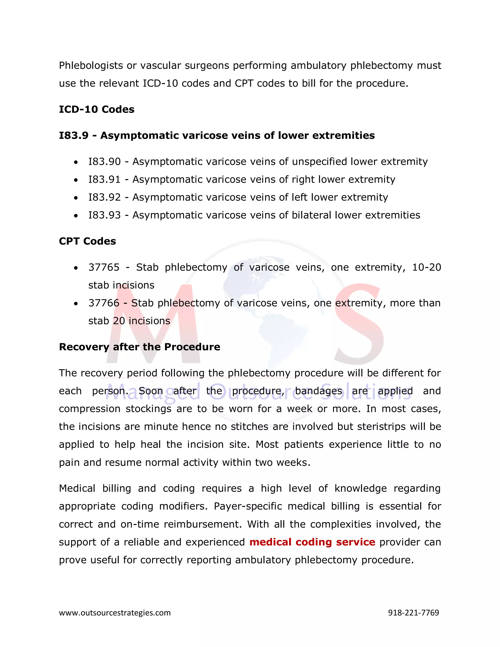 Medical coding for ambulatory phlebectomy procedure | PDF