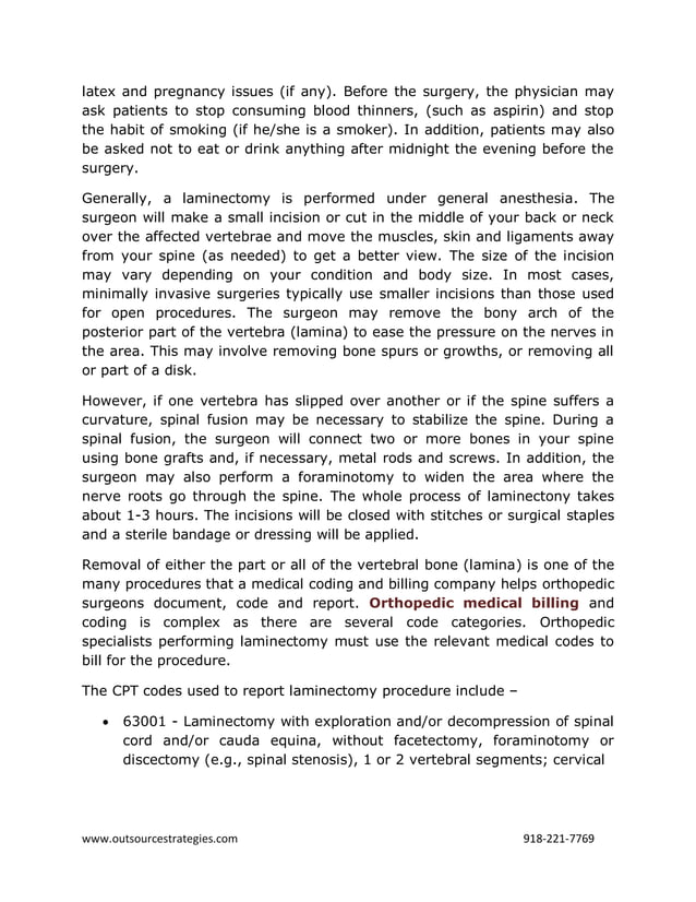 Medical Coding for Laminectomy – A Common Orthopedic Surgical Procedure ...