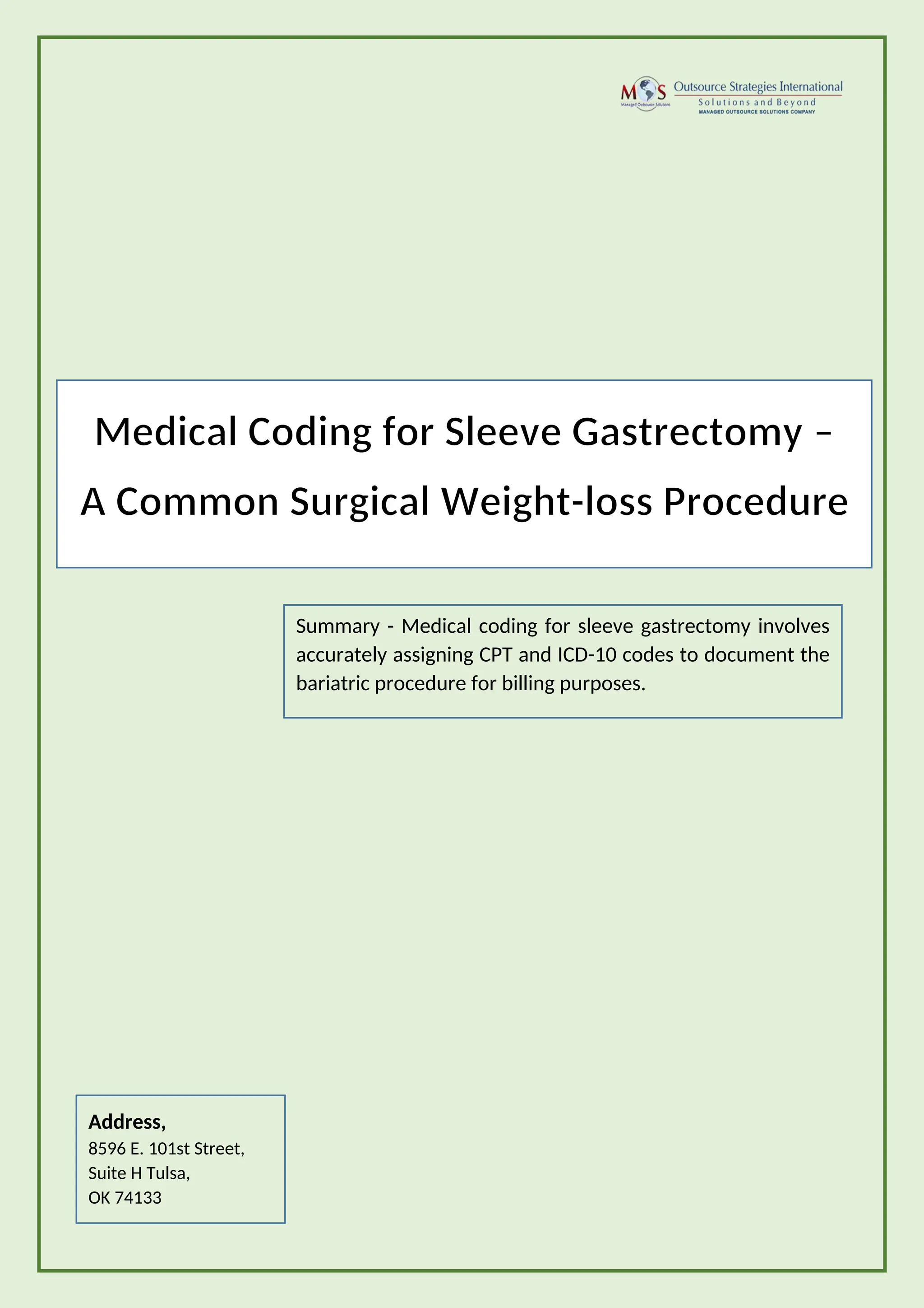 Medical Coding for Sleeve Gastrectomy – A Common Surgical Weight-loss ...