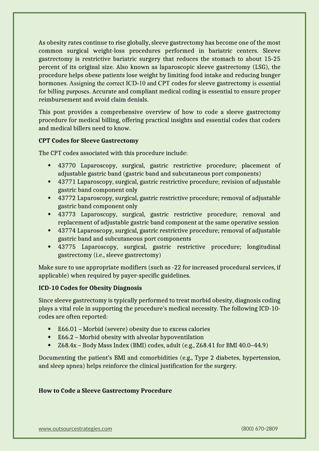 Medical Coding for Sleeve Gastrectomy – A Common Surgical Weight-loss ...