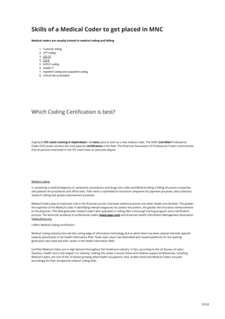 Medical coding training in hyderabad | PDF