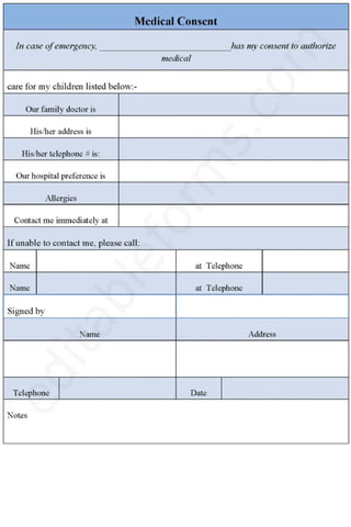 Medical Consent Fillable PDF Form Template | PDF